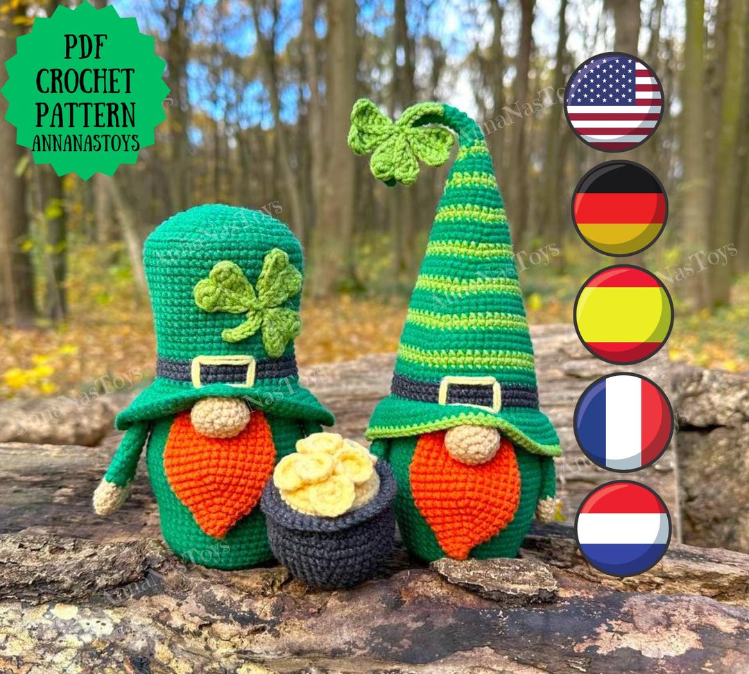St Patrick Gnomes,crochet Gnome Amigurumi Pattern,st. Patrick's Day ...