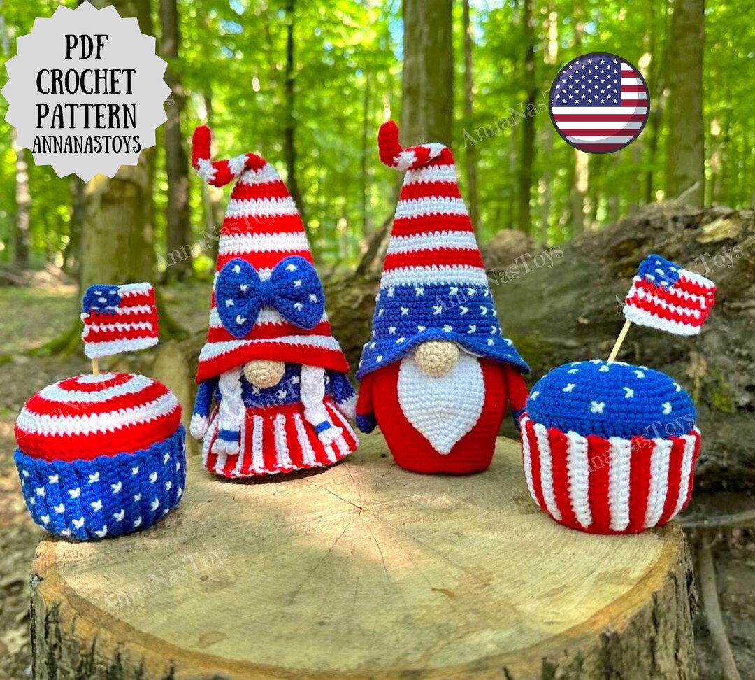 USA Patriotic American Gnomes and Cupcakes Crochet Pattern ...