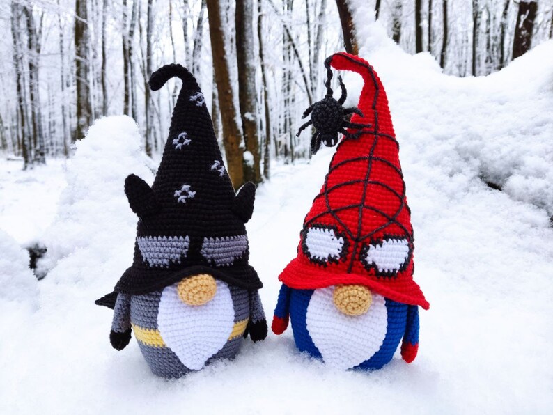 Gnome Spider and Gnome Bat Crochet Gnome Amigurumi Pattern - Etsy