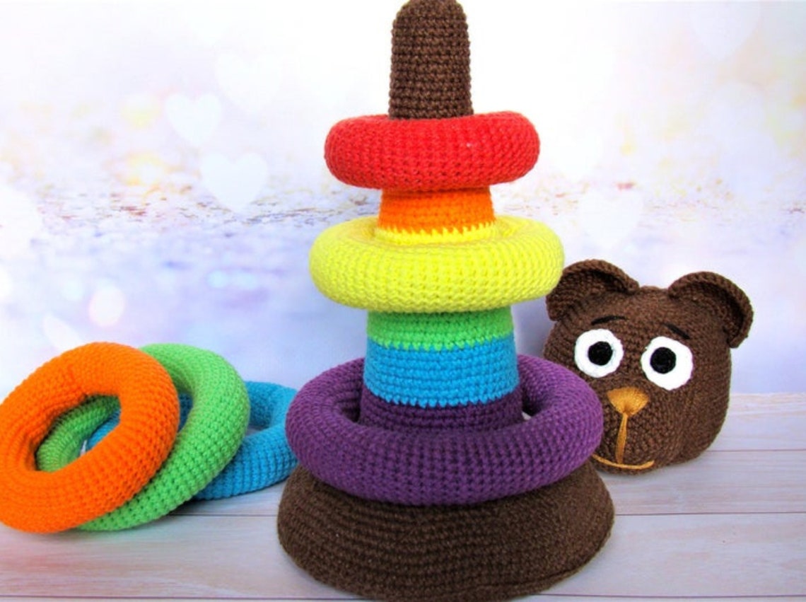 Crochet Amigurumi Toy Stacking Rings Rainbow Bear PDF Pattern - Etsy