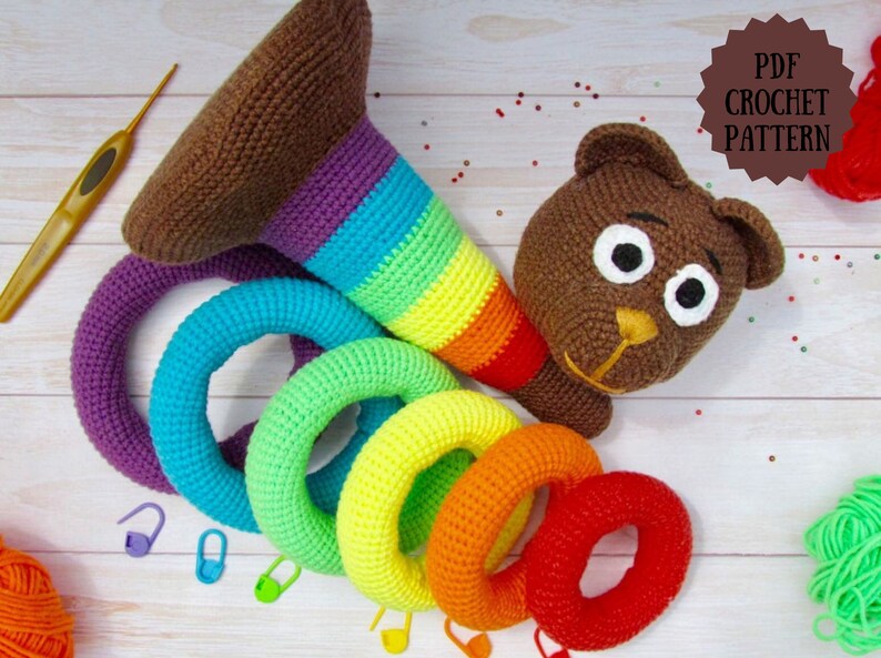 Crochet Amigurumi Toy Stacking Rings Rainbow Bear PDF Pattern - Etsy