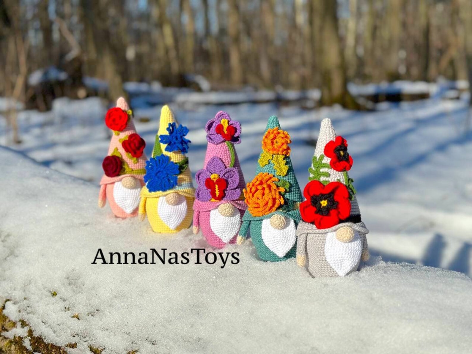 Flower Gnomes Pattern Gnome: Poppy, Cornflower, Orchid, Dahlia and ...