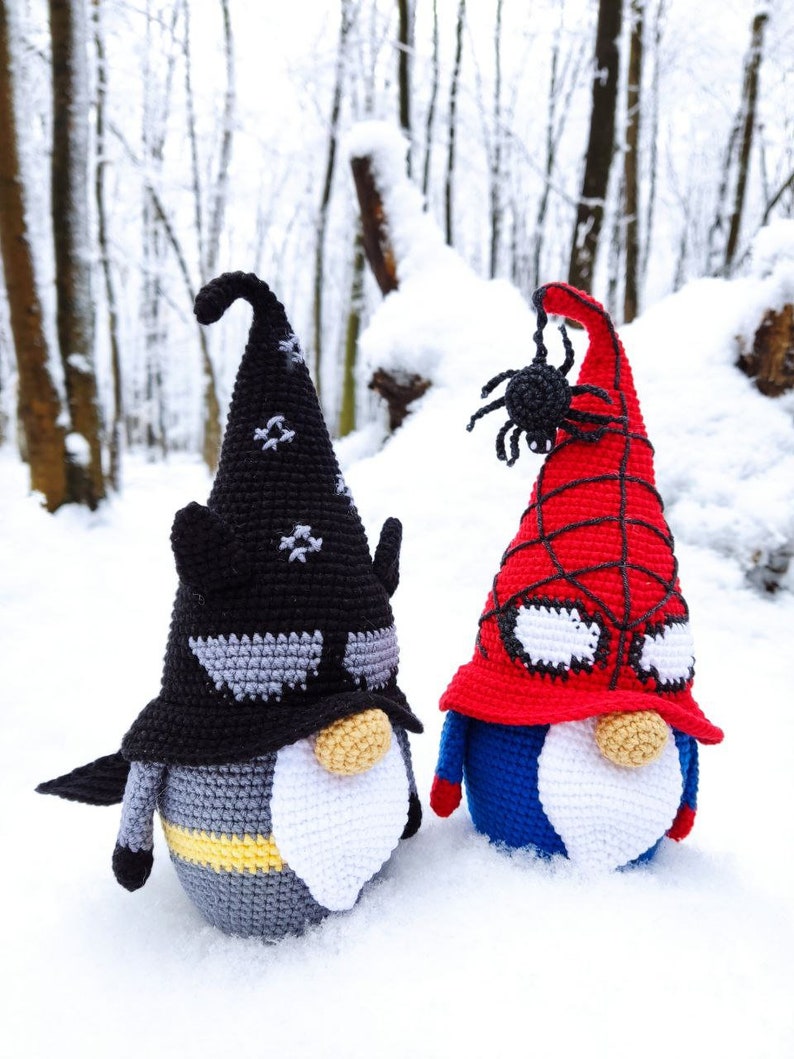 Gnome Spider and Gnome Bat Crochet Gnome Amigurumi Pattern - Etsy