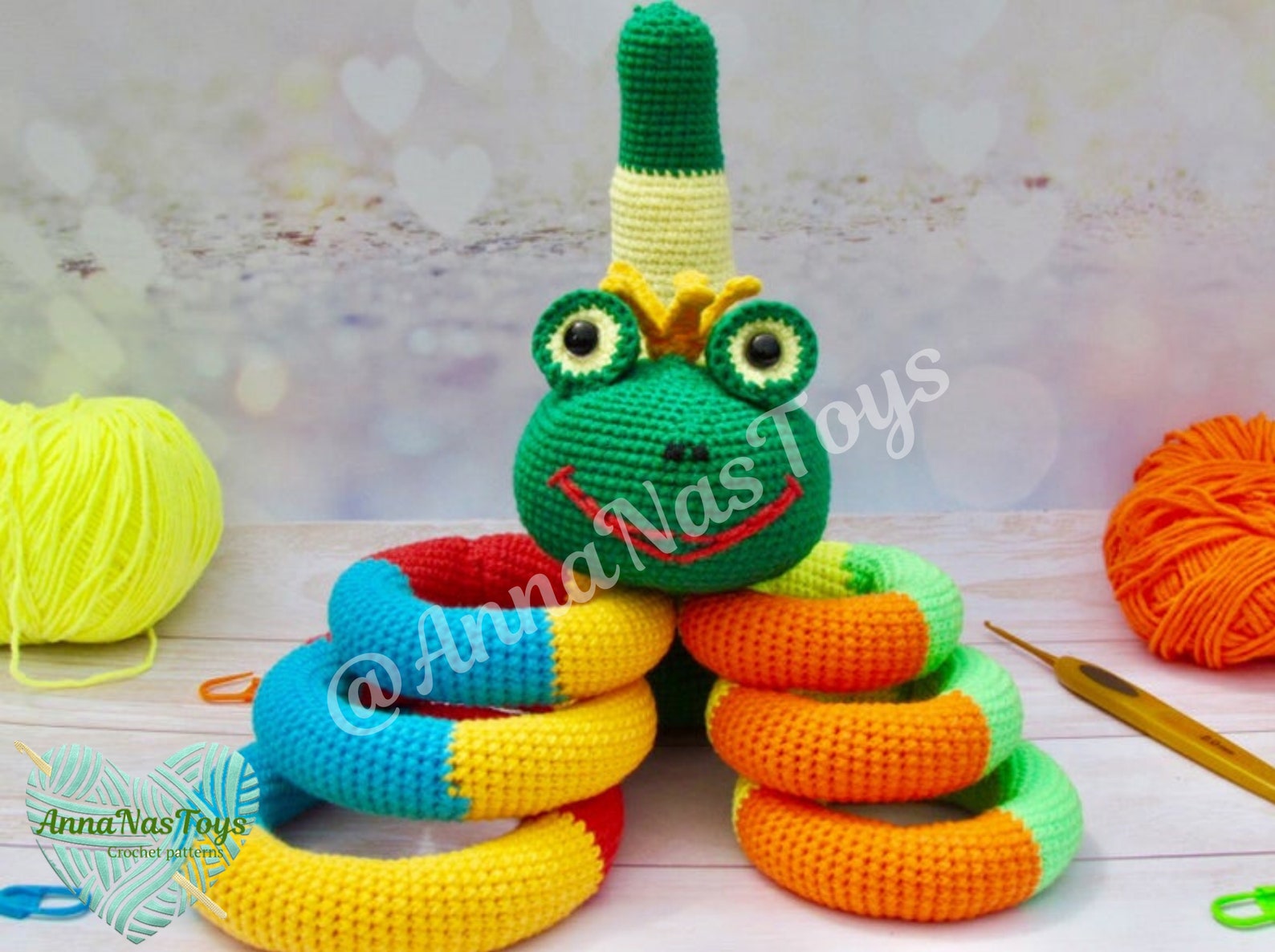 Crochet amigurumi stacking rings multi-color frog PDF pattern | Etsy