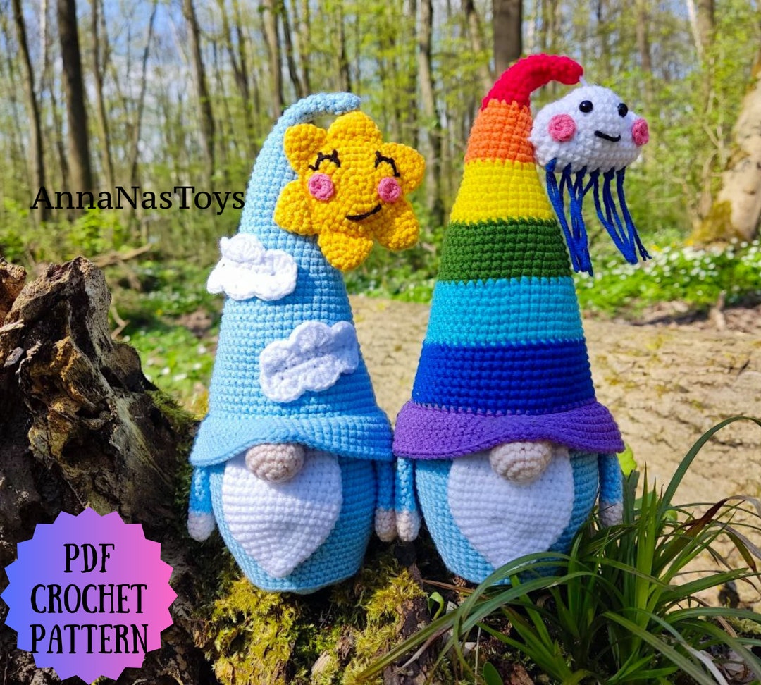 Gnome Sun and Rainbow, Crochet Gnome Amigurumi Pattern, Summer Gnome ...