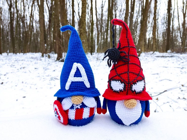 Gnome America and Gnome Spider Crochet Gnome Amigurumi - Etsy