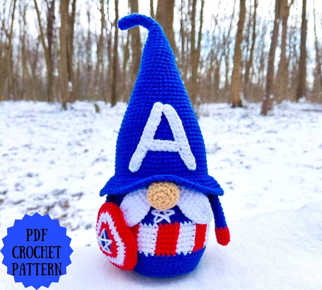 Gnome America Crochet Gnome Amigurumi Pattern Hero Gnome - Etsy