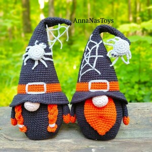 Halloween Gnome and Black Witch, Crochet Halloween Decor, Crochet PDF ...