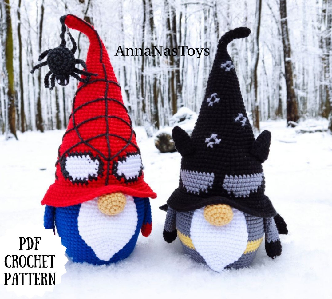 Gnome Spider and Gnome Bat, Crochet Gnome Amigurumi Pattern, Hero Gnome ...