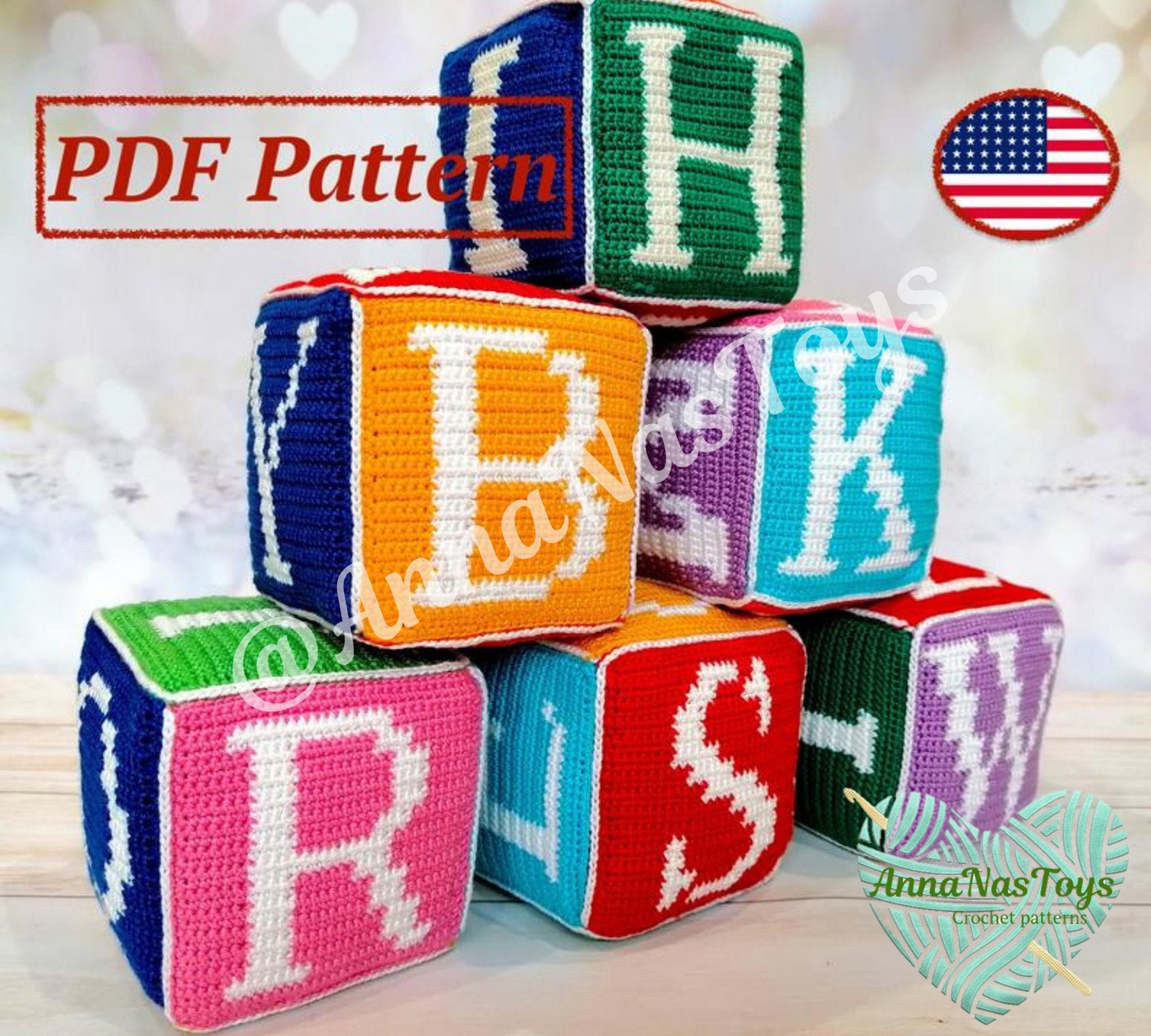 Alphabet Baby Blocks A to Z Crochet PDF Pattern english_us - Etsy