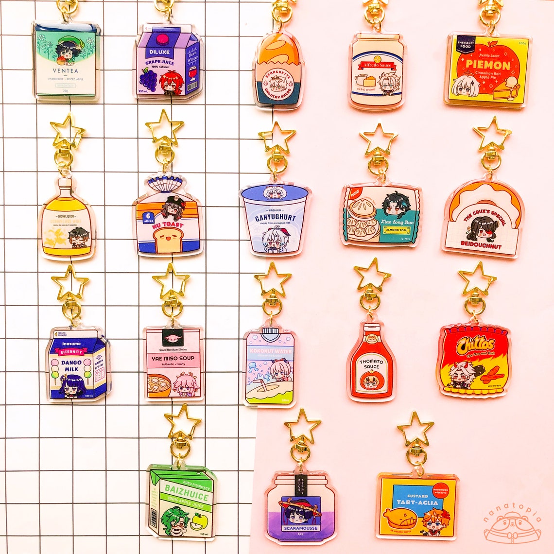 Genshin Impact Acrylic Charms Food Pun Keychains Cute Food - Etsy