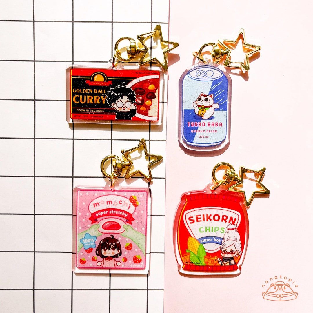 Dandadan Food Pun Acrylic Charms | Konbini Keychains | Birthday Gift ...