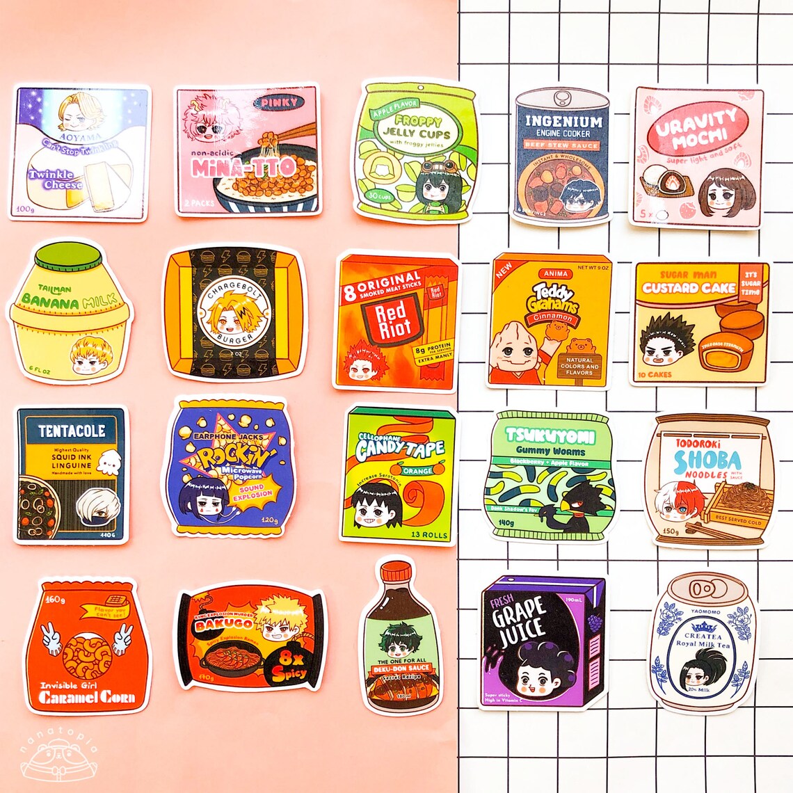 MHA Konbini Stickers Set A BNHA Food Sticker My Hero | Etsy