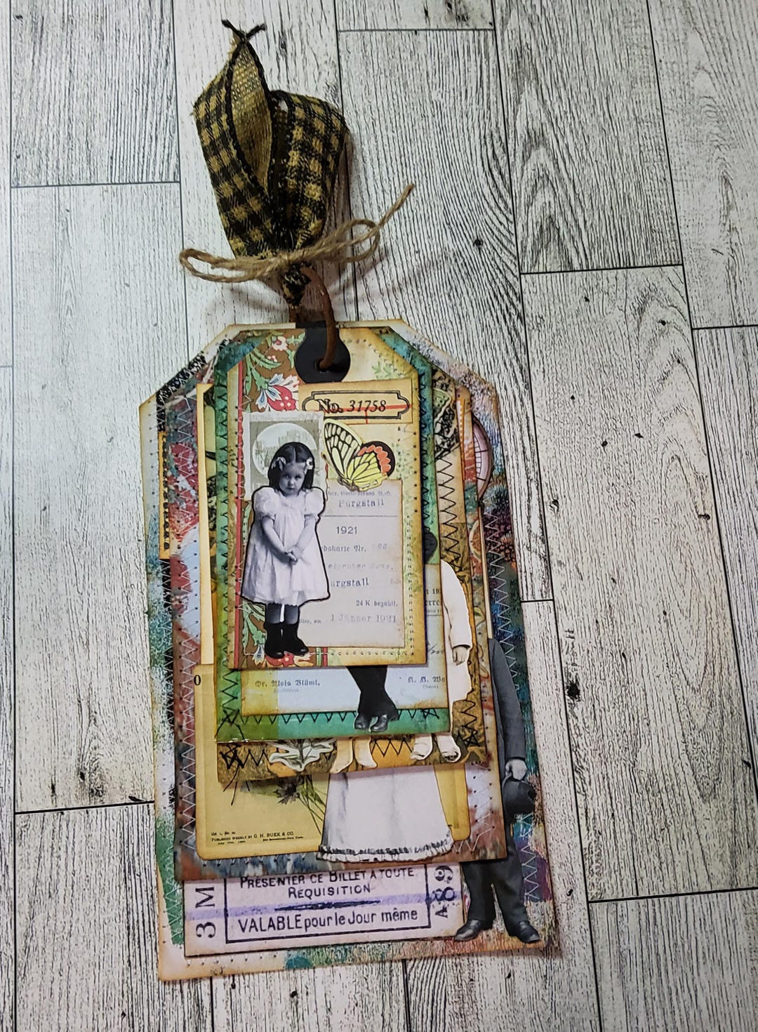 Stacked Tags Vintage Rustic Paper Dolls Original Artwork (5 Tags) Set ...