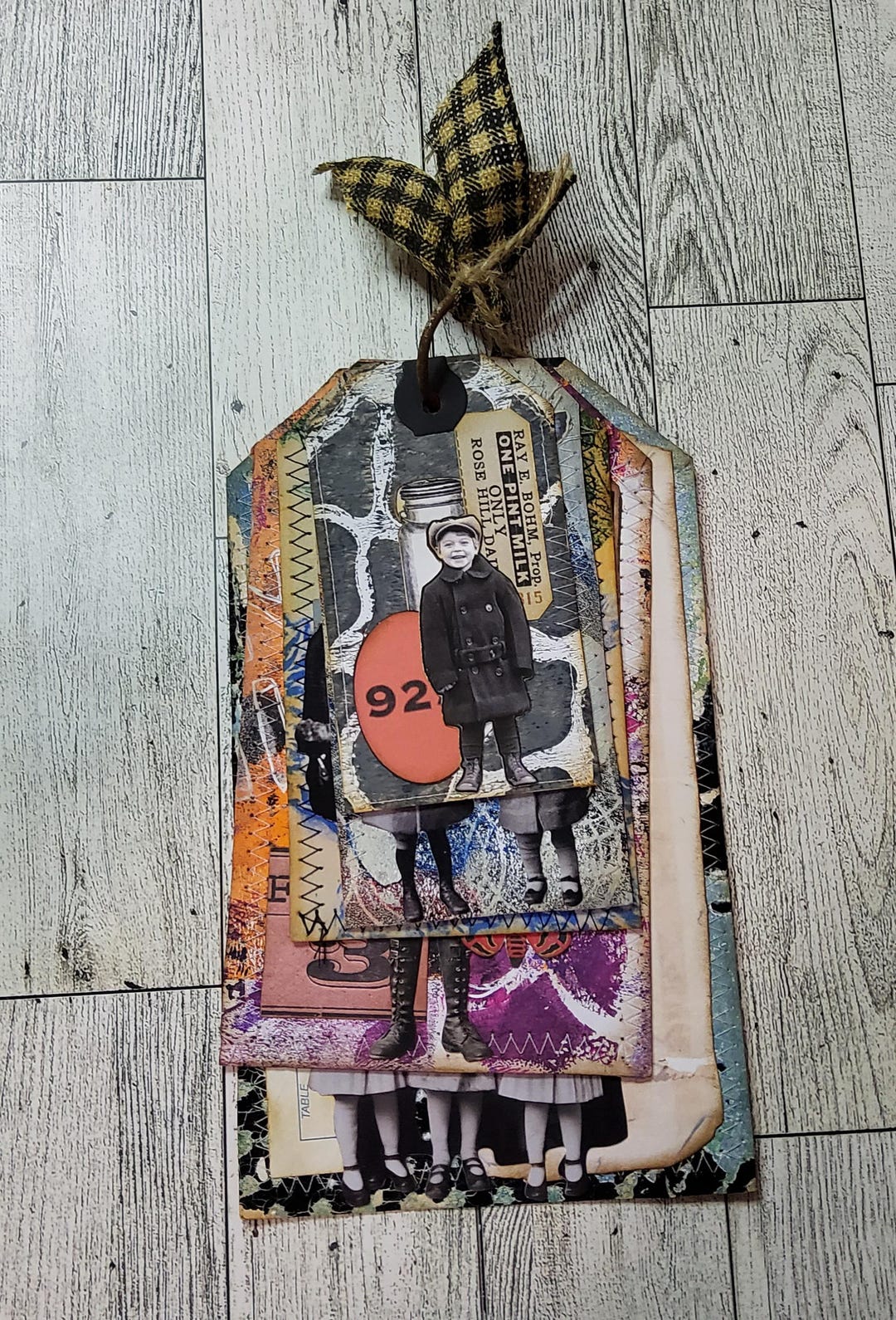 Stacked Tags Vintage Rustic Paper Dolls Original Artwork (5 Tags) Set 3 ...