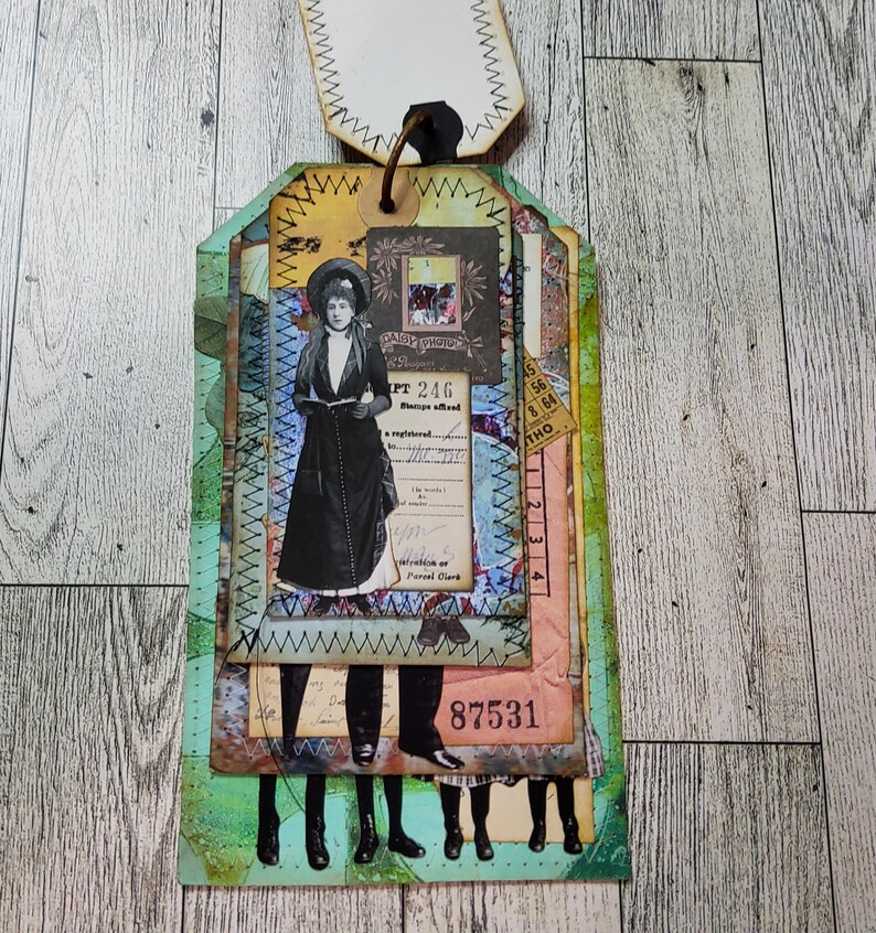 Stacked Tags Vintage Rustic Paper Dolls Original Artwork (5 Tags) Set 1 ...