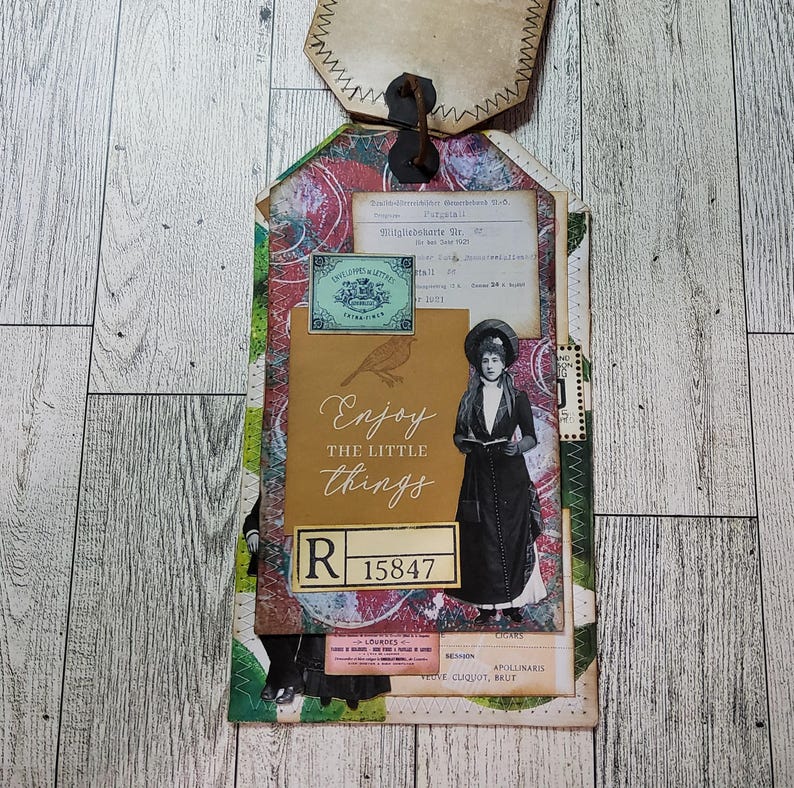 Stacked Tags Vintage Rustic Paper Dolls Original Artwork (5 Tags) Set 6 ...