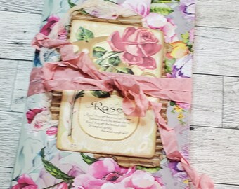 Gorgeous Pink Rose Junk Journal With Ephemera Postcards Cabinet Cards ...