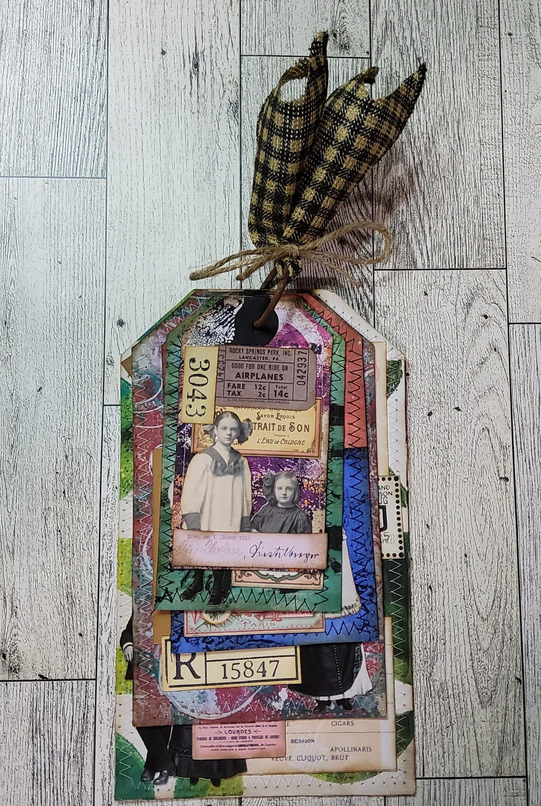 Stacked Tags Vintage Rustic Paper Dolls Original Artwork (5 Tags) Set 6 ...