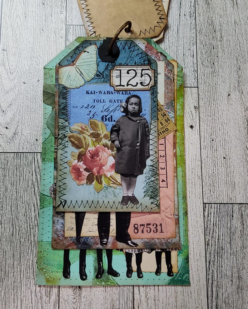 Stacked Tags Vintage Rustic Paper Dolls Original Artwork (5 Tags) Set 1 ...