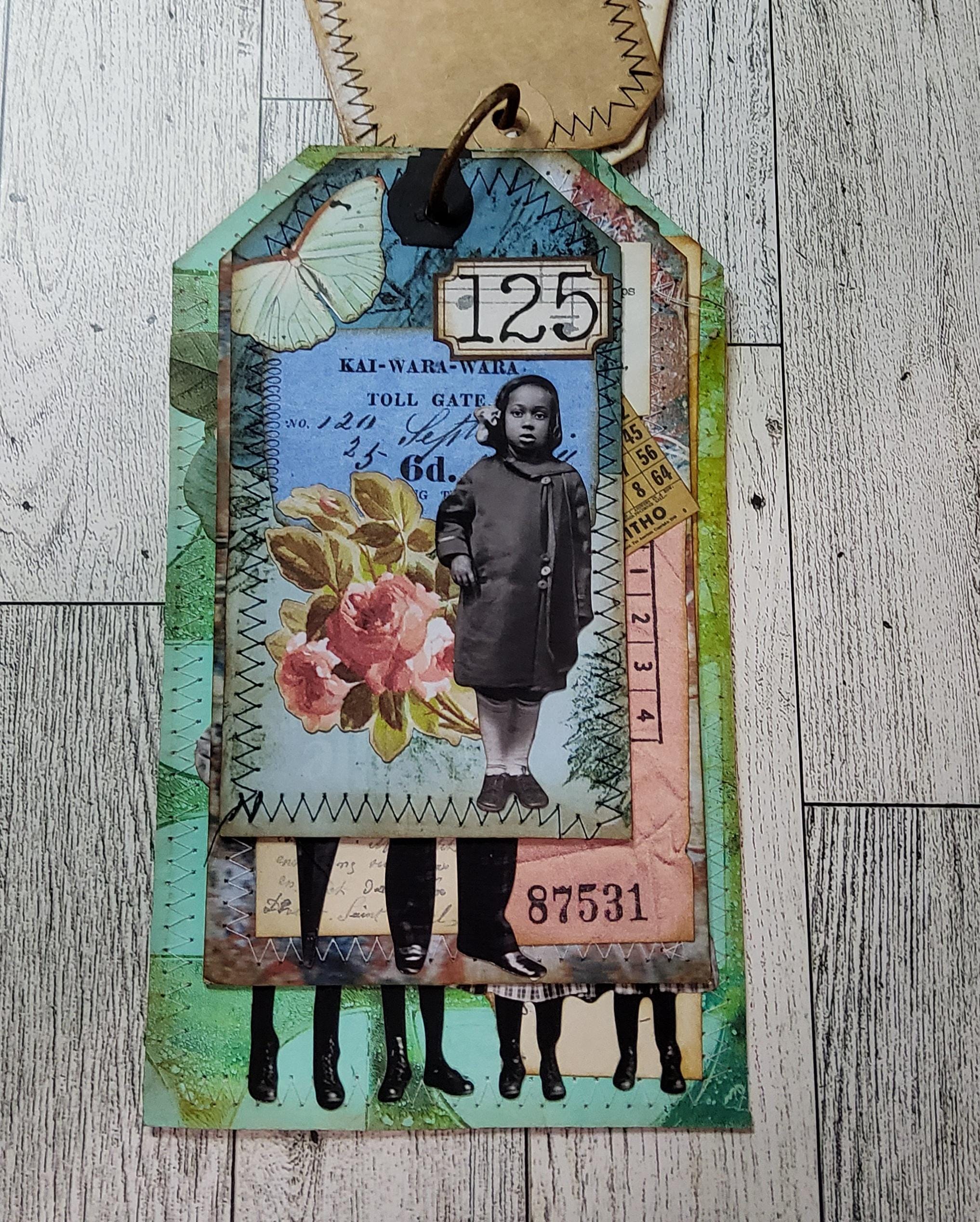 Stacked Tags Vintage Rustic Paper Dolls Original Artwork (5 Tags) Set 1 ...