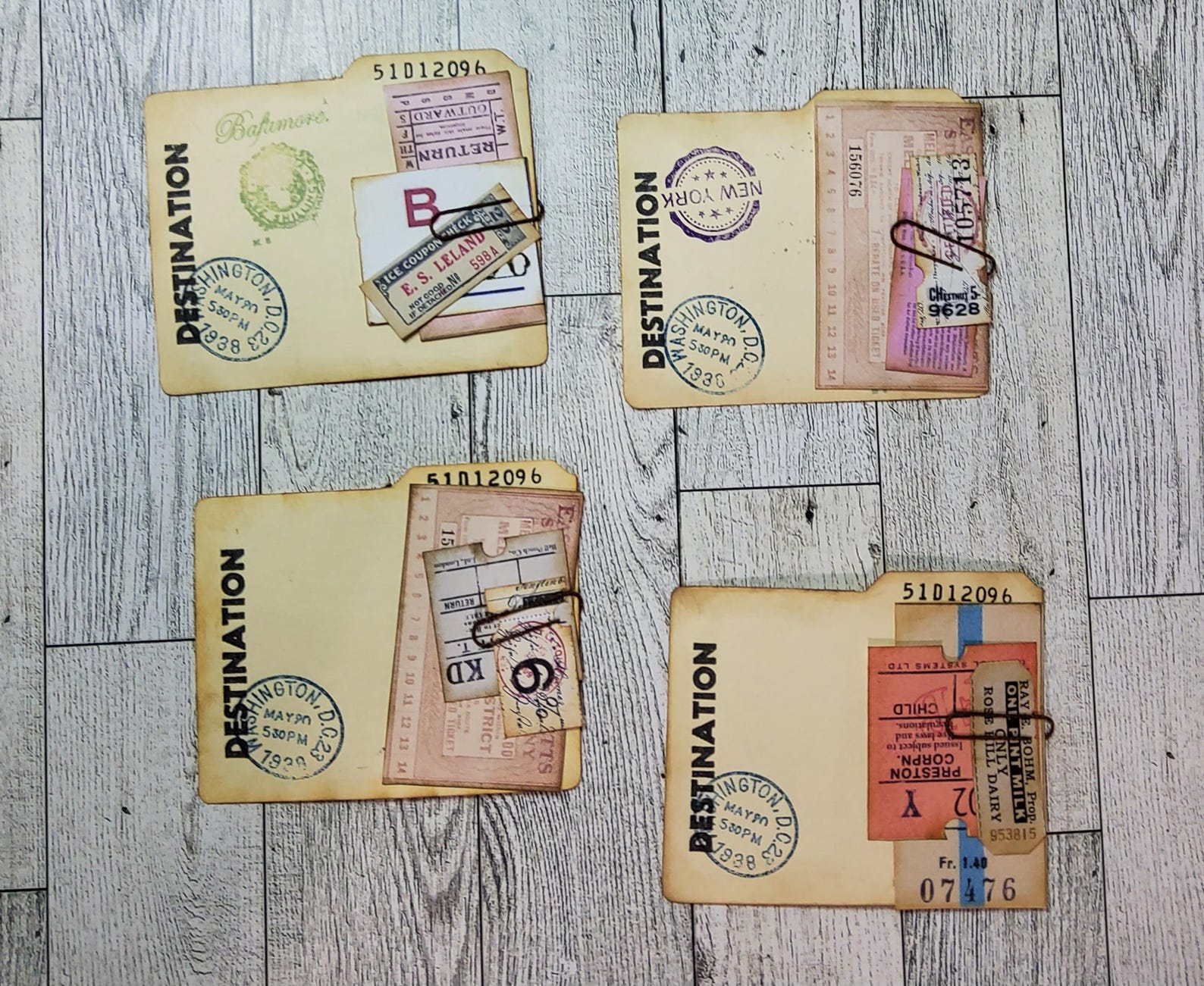 Vintage Faux Travel Document Card and Tickets, Set of 12 set 2 - Etsy