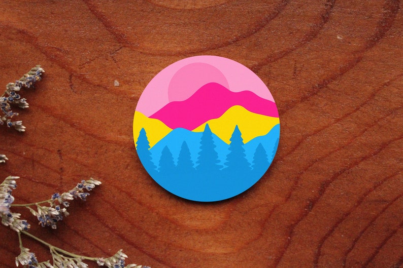 Subtle Pansexual Flag Sticker Pride Sticker Mountain - Etsy