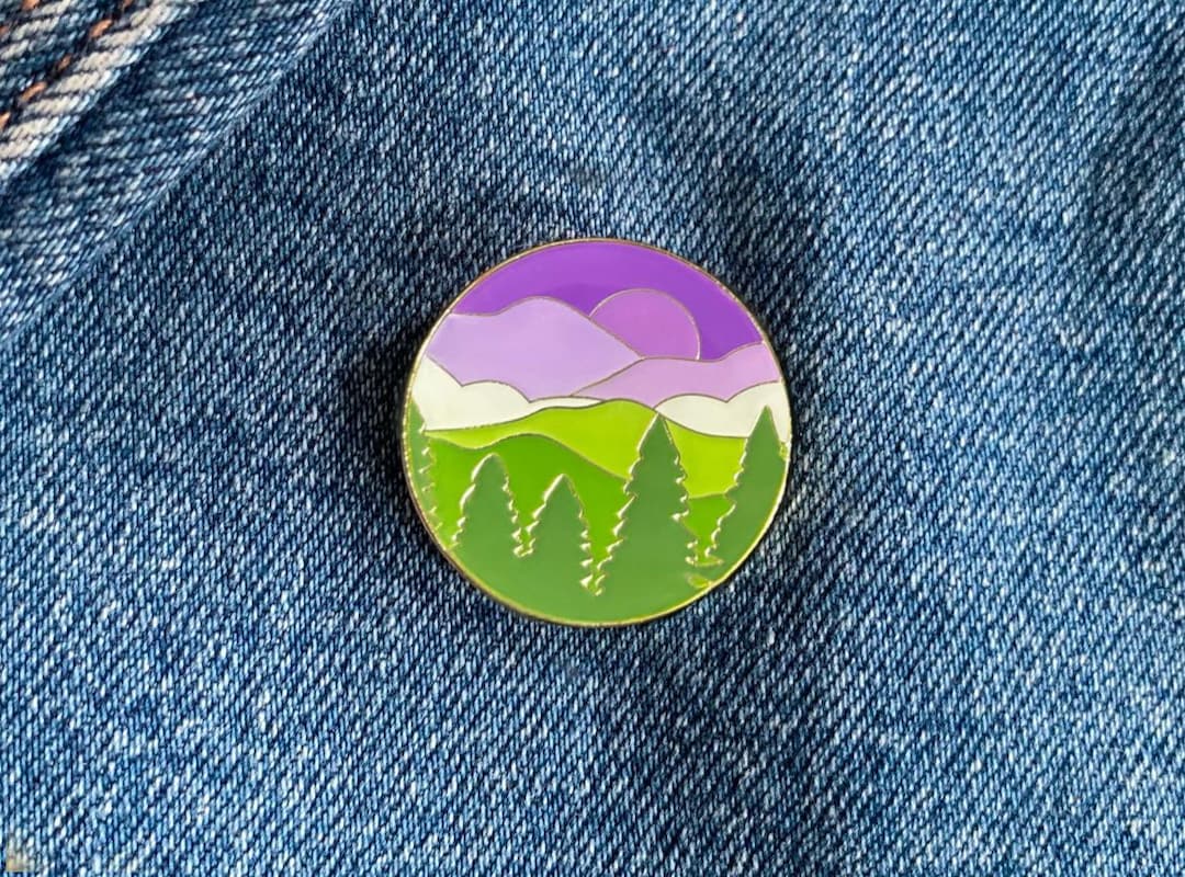 Subtle Genderqueer Flag Enamel Pin - Mountain Pin - Etsy
