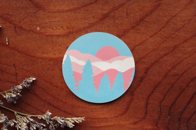 Subtle trans flag sticker pride sticker mountain sticker | Etsy