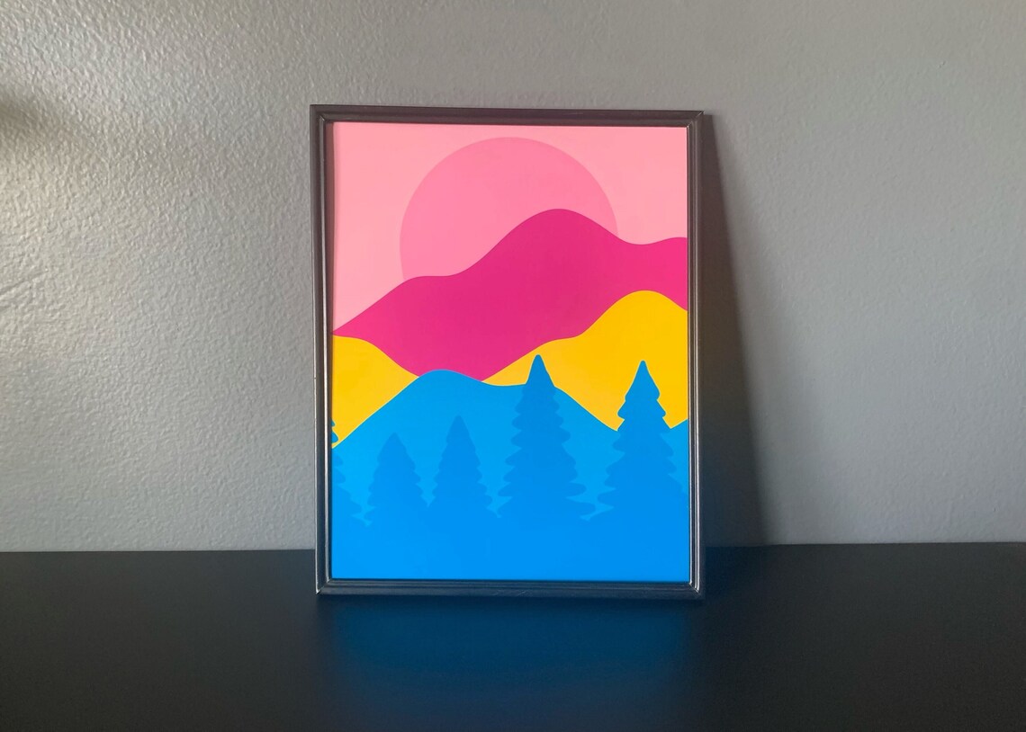 Subtle Pansexual Flag Poster 8x10 Poster Mountain Poster | Etsy