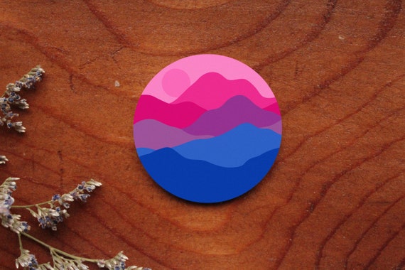 Subtle bi flag sticker pride sticker mountain sticker | Etsy