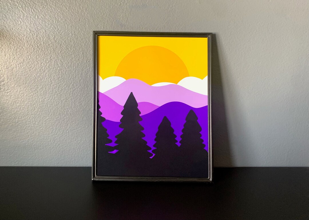 Nonbinary Pride Mountain Poster: Subtle LGBTQIA Art (8x10) - Etsy