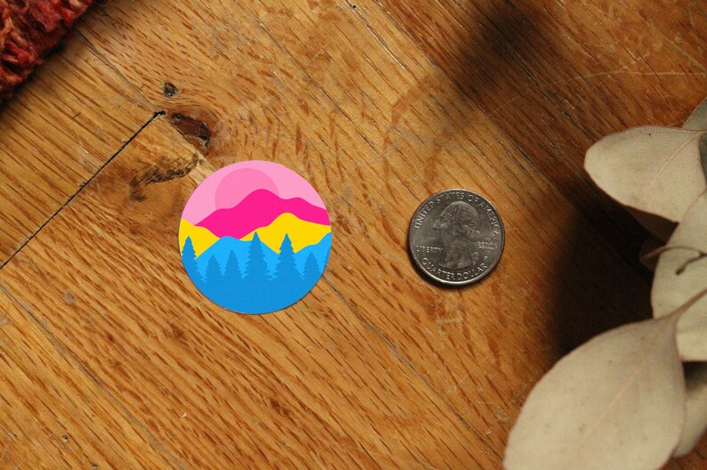 Subtle pansexual flag sticker pride sticker mountain | Etsy