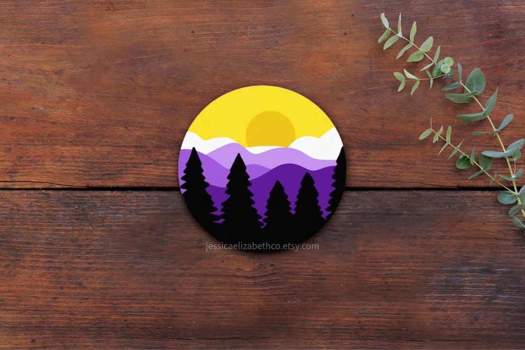 Nonbinary Pride Mountain Sticker: Subtle Nonbinary Flag, Laptop Decal ...