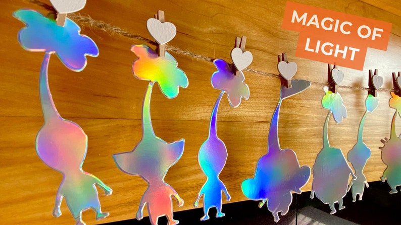 Pikmin DIY Hanging Kit Magic of Light Laminated Holographic Pikmin ...