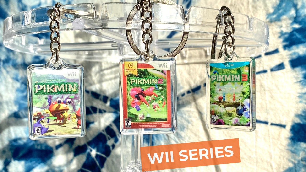 Miniature Game Case Keychain for the Pikmin Series All 9 Types, the ...