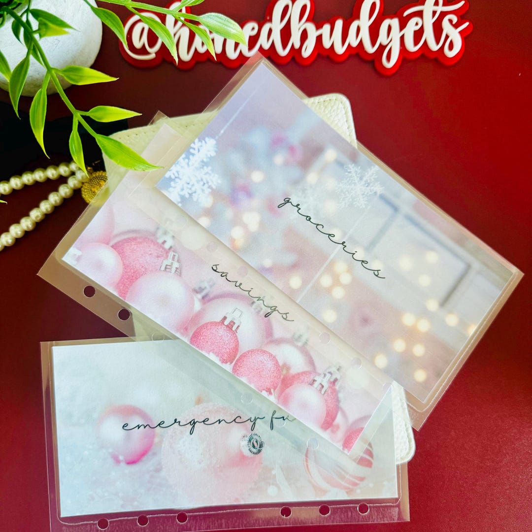 Pink Christmas Laminated Cash Envelopes A6 A7 // Personalized Cash ...