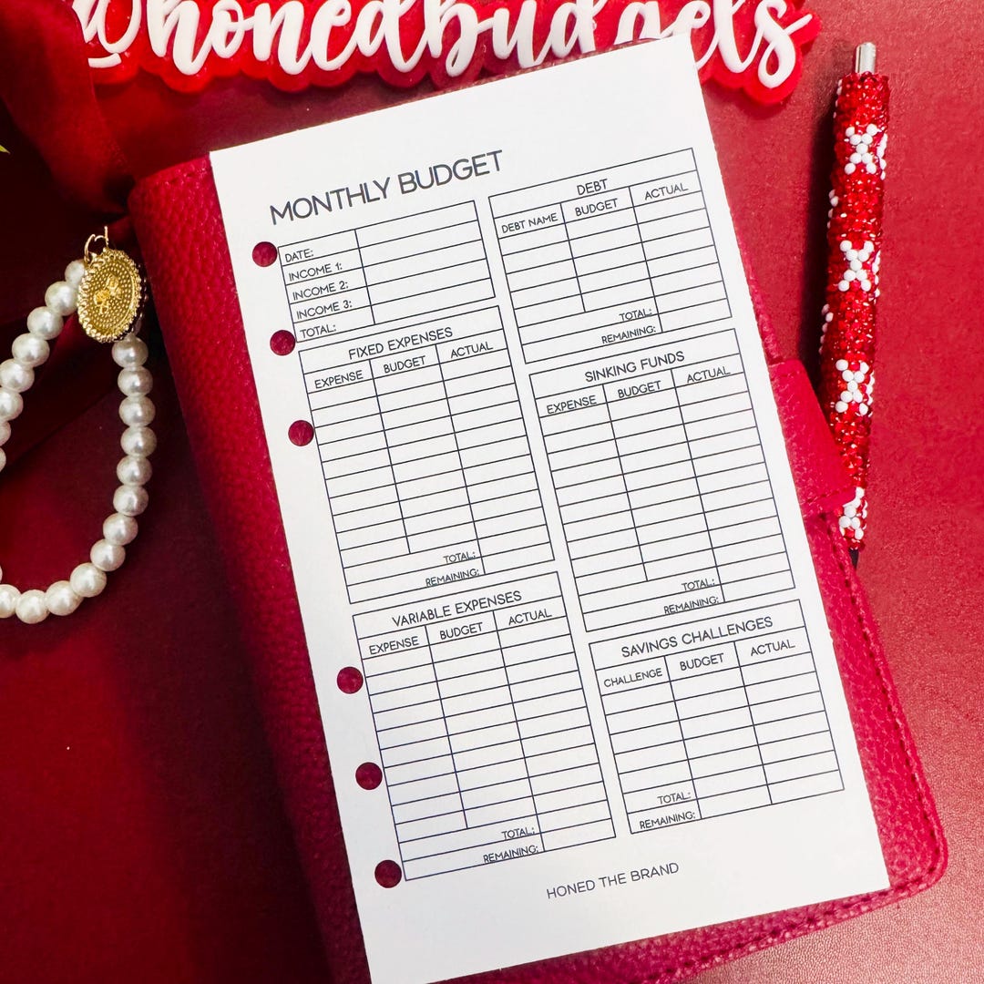 Monthly Budget Tracker // Cash Stuffing Planning Sheets, Budget Sheet ...