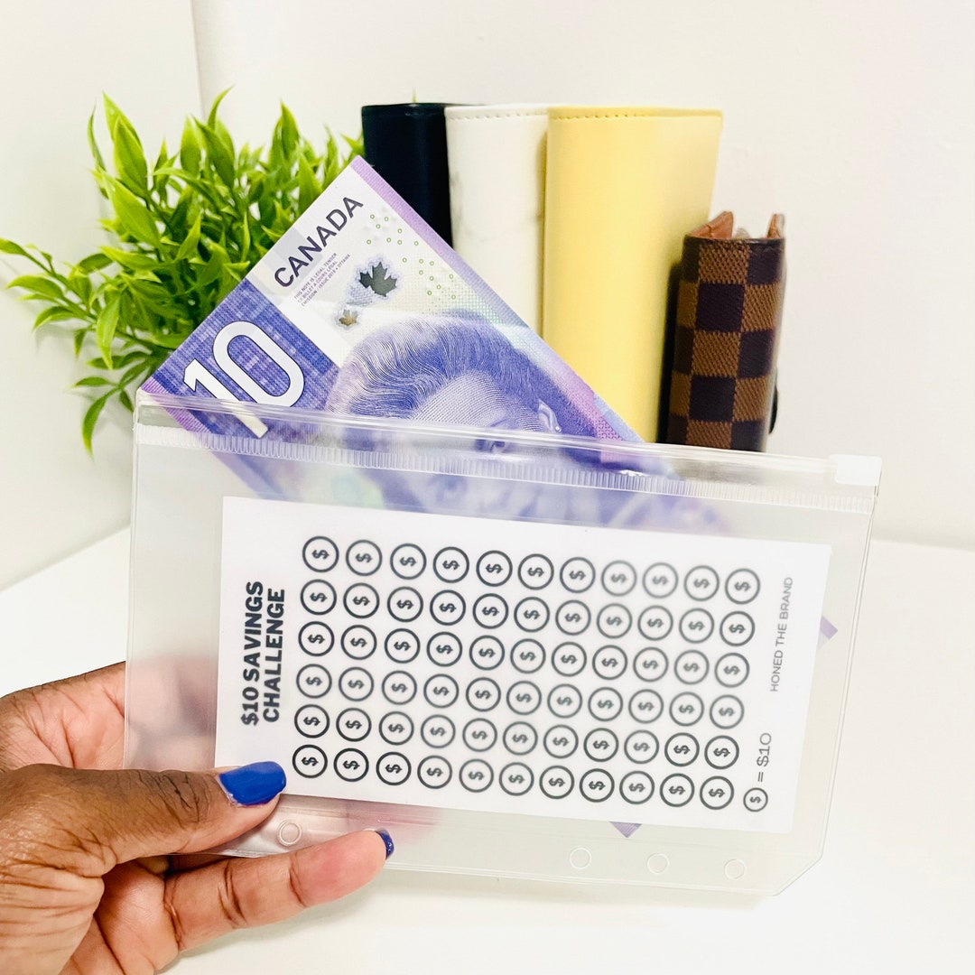 10 Dollar Savings Challenge Tracker // Reusable Laminated Cash Savings ...
