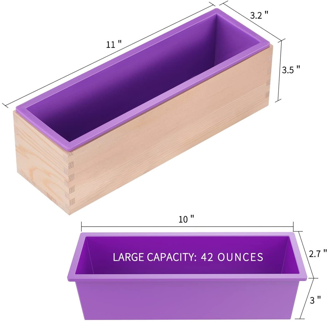 Silicone Soap Mold Kit, Wood Box, Stainless Steel Scrapers, 42oz Loaf ...