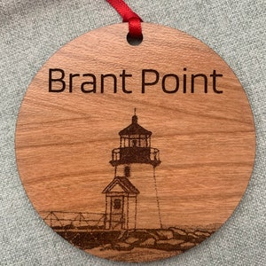 Engraved Wooden Brant Point Lighthouse Ornament, Nantucket ...