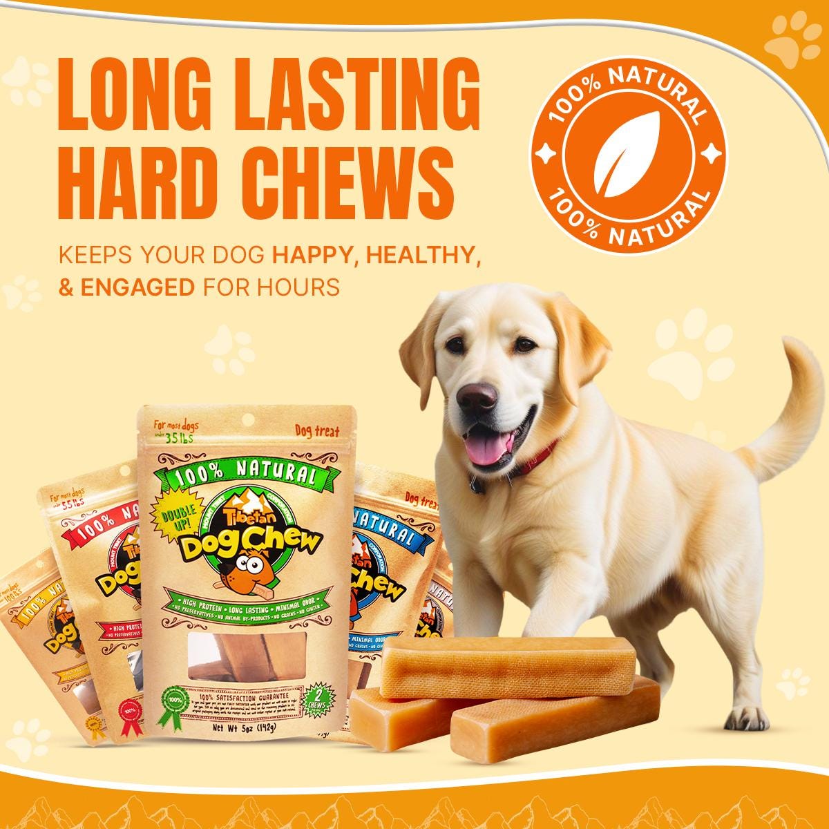 Yak Cheese Dog Chews for Large Breeds– Long-lasting, High Protein ...