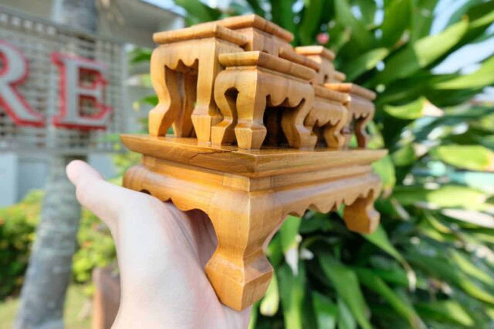 Small Buddha Altar Amulets Golden Tables SET 9 Teak Wood Small | Etsy