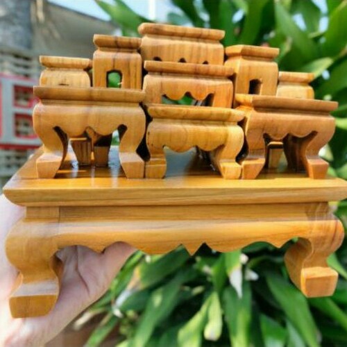 Small Buddha Altar Amulets Golden Tables SET 9 Teak Wood Small | Etsy
