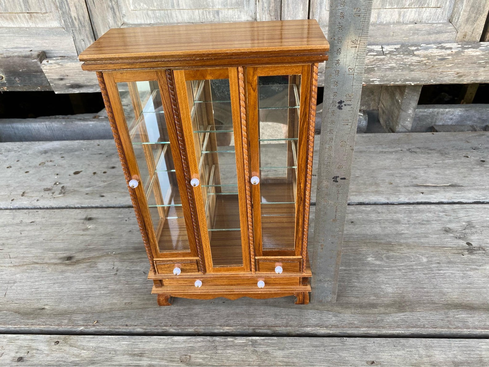 Glass Display Cabinet Small Wooden Display Case 11in Figure - Etsy Polska