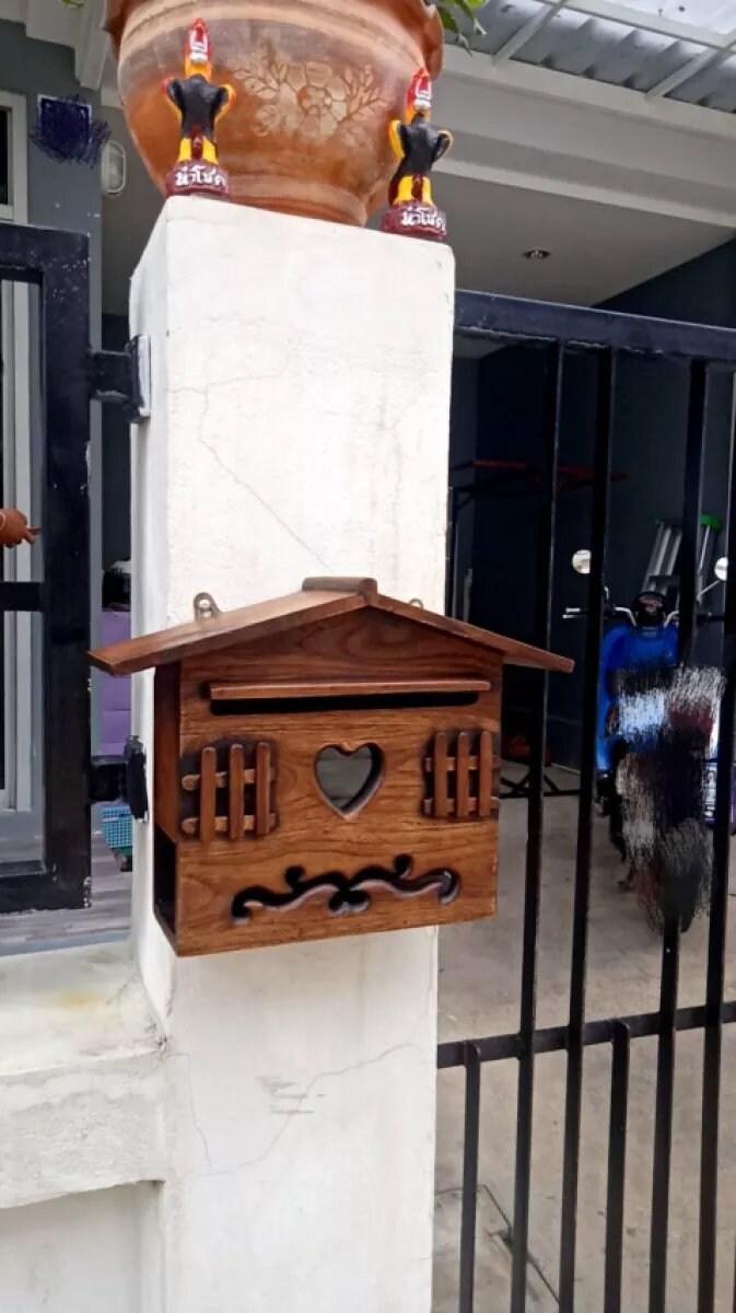 Handmade Teak Mailbox, Lockable Wooden Letter Box With Heart - Etsy