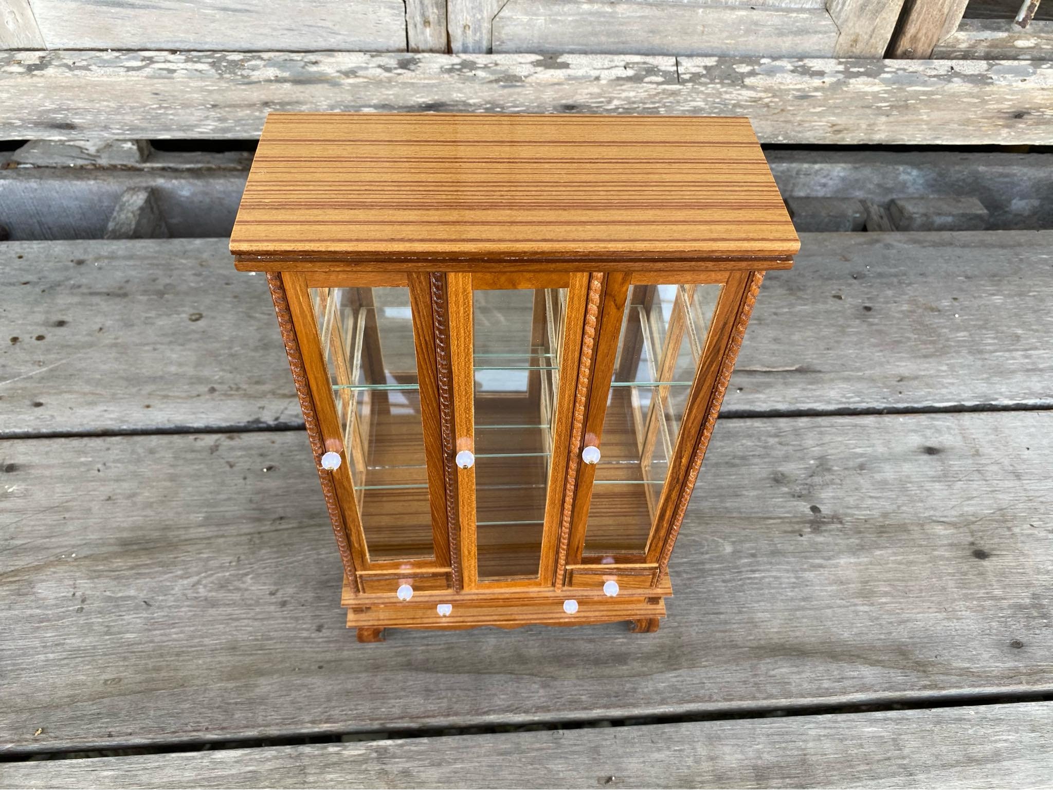 Glass Display Cabinet Small Wooden Display Case 11in Figure - Etsy ...