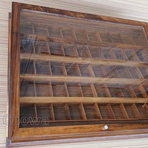 Wall Mounted Box Compartment 50 Slot Shadow Box Wood Display Wall Hang ...