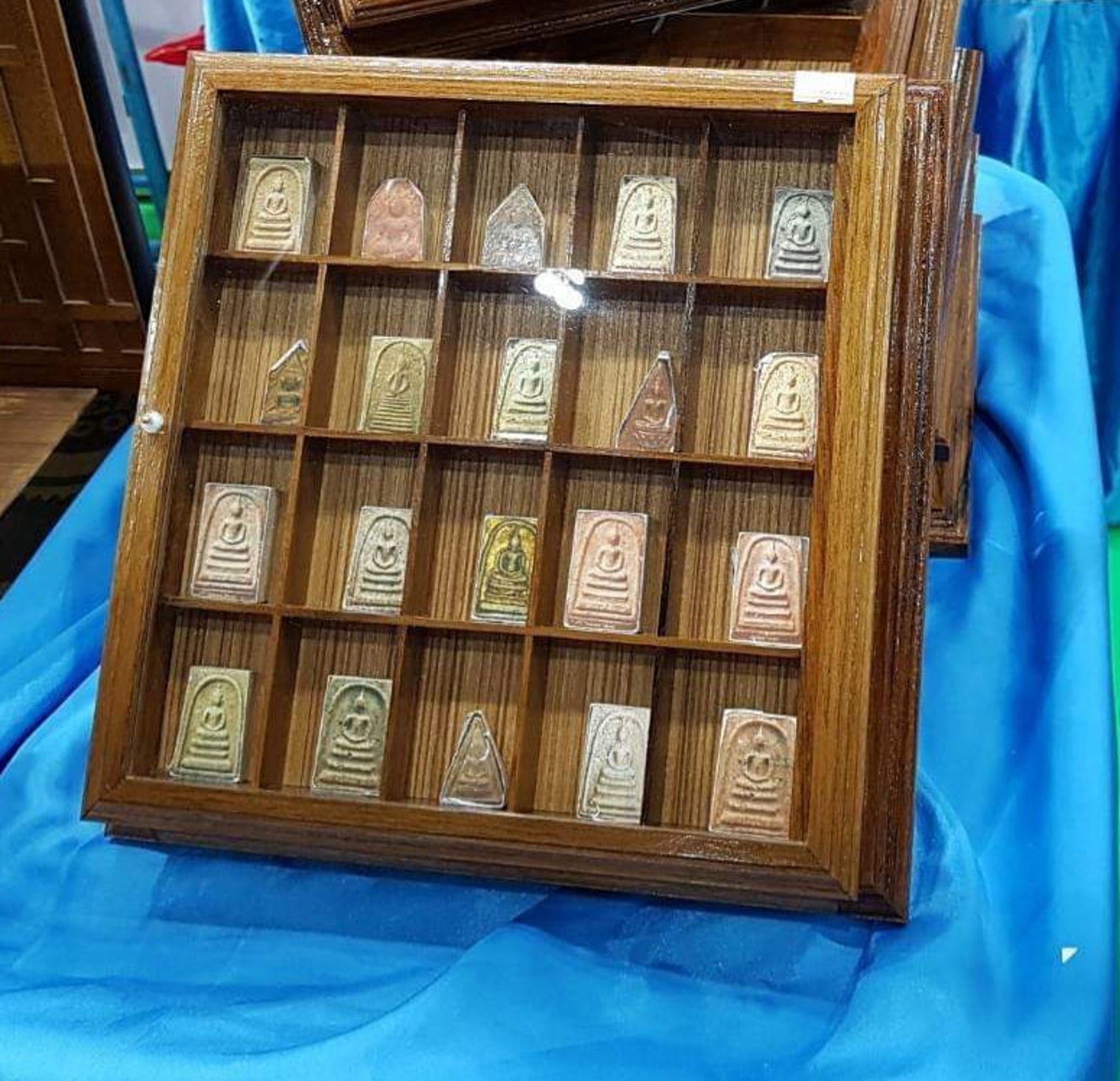 Wooden 20 Compartment Display Box Storage Box Rock Organizer Box ...