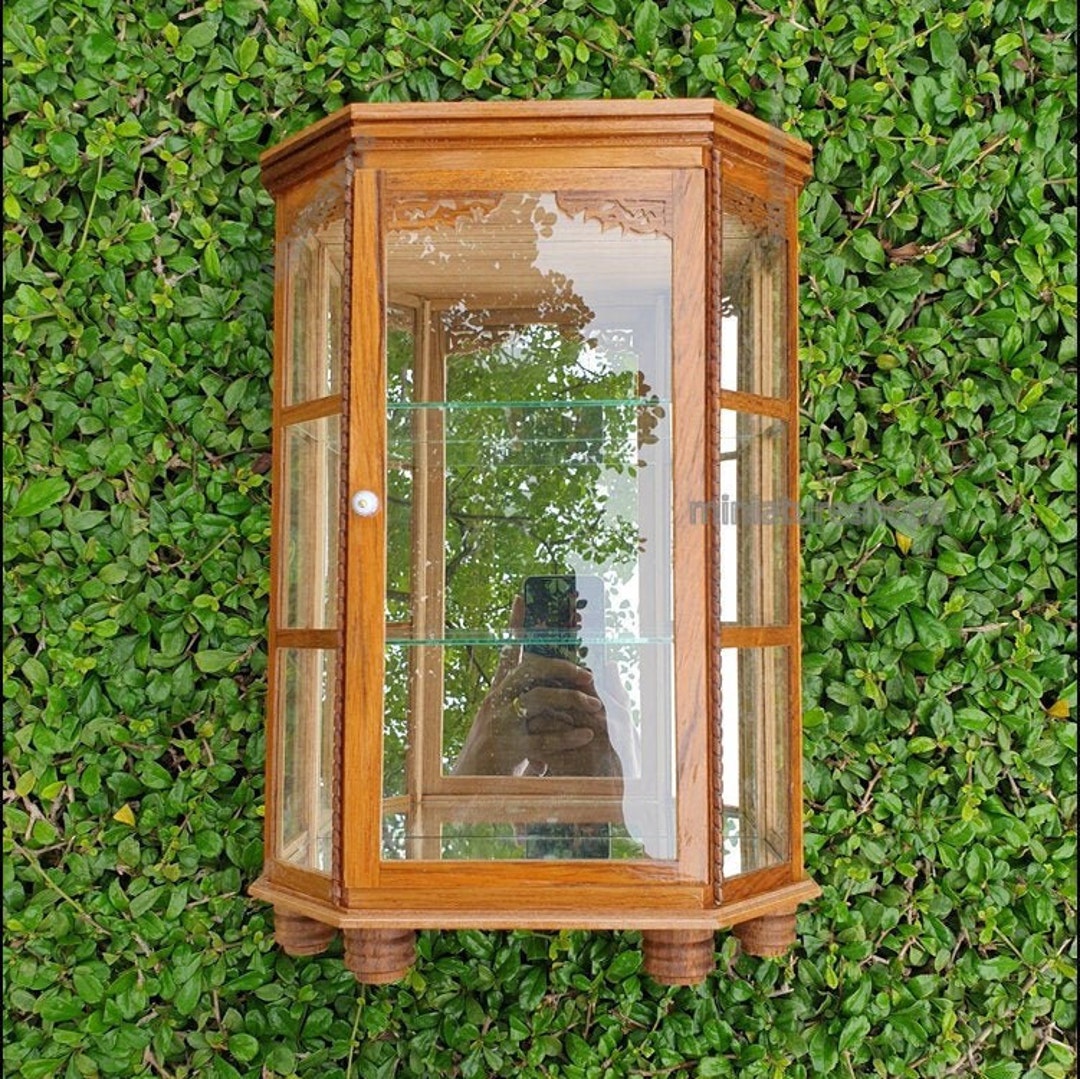 Small Curio Cabinet 6 Square & Glassed Display Cabinet Case Small ...